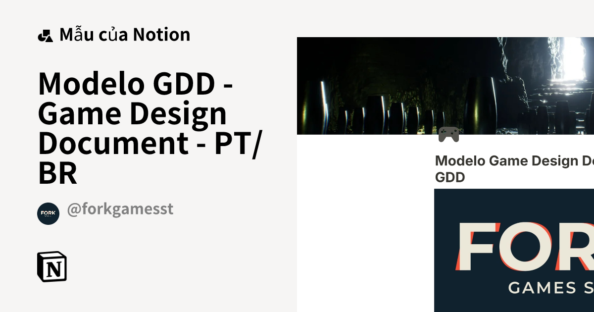 Modelo GDD - Game Design Document - PT/BR Mẫu do Fork Games ST tạo | Thị trường Notion