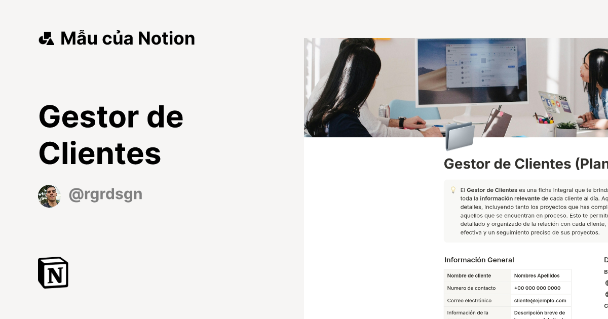 Gestor de Clientes Mẫu do Ricardo Ramírez González tạo | Thị trường Notion