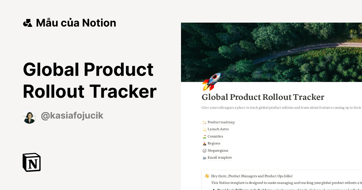 Mẫu Global Product Rollout Tracker | Thị trường Notion