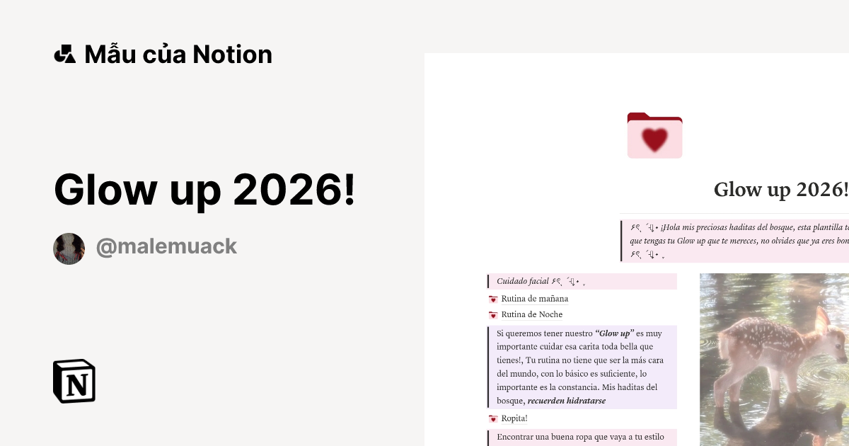 Mẫu Glow up 2026! | Thị trường Notion