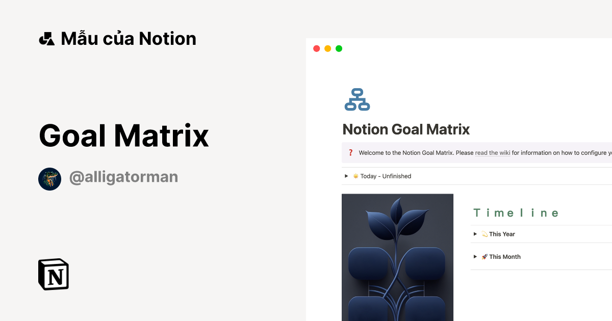 Mẫu Goal Matrix | Thị trường Notion