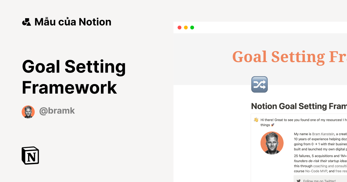 Mẫu Goal Setting Framework | Thị trường Notion
