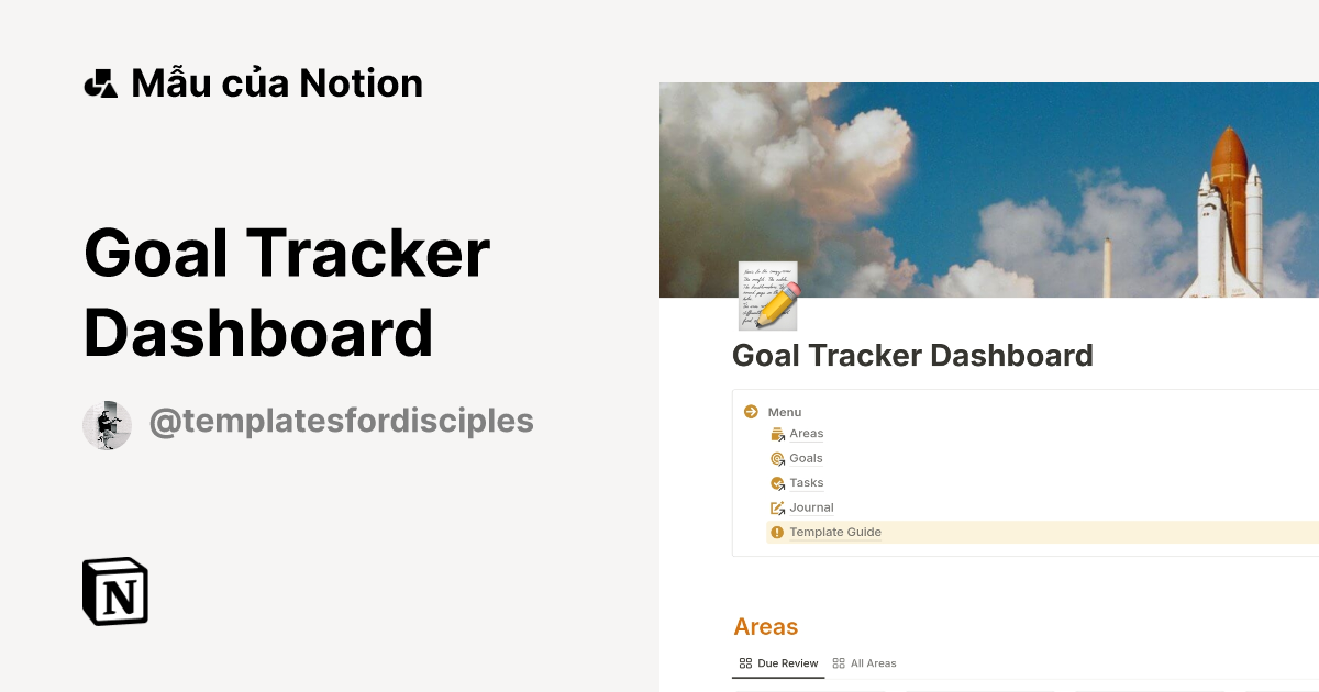 Mẫu Goal Tracker Dashboard | Thị trường Notion