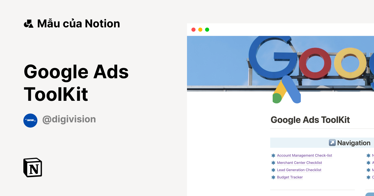 Mẫu Google Ads ToolKit | Thị trường Notion