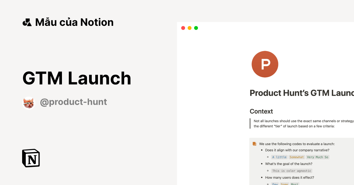 Mẫu GTM Launch | Thị trường Notion