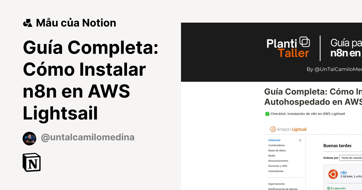 Guía Completa: Cómo Instalar n8n en AWS Lightsail Mẫu do Un tal Camilo Medina tạo | Thị trường ...