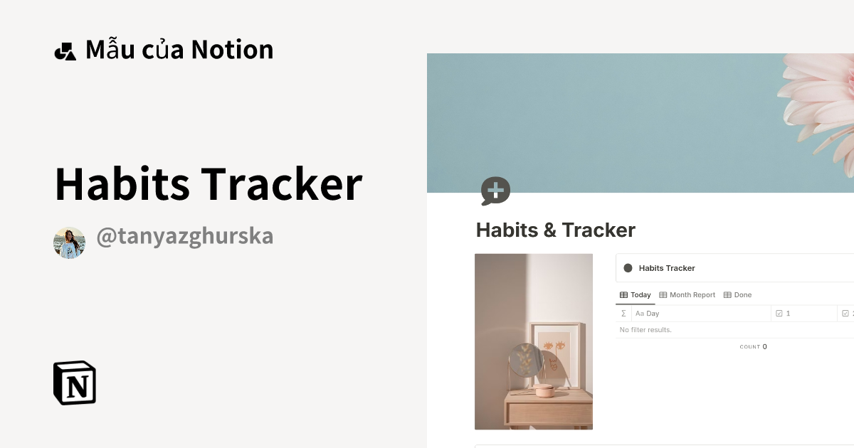 Habits Tracker Mẫu do Tanya Zghurska tạo | Thị trường Notion