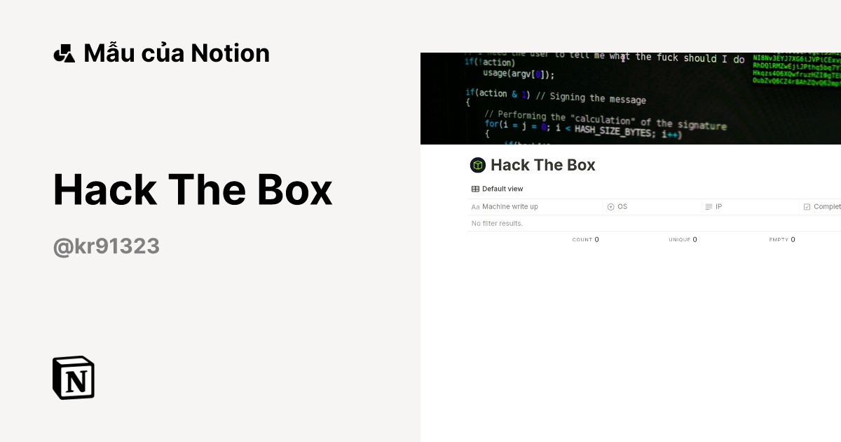 Hack The Box Mẫu do Ezio tạo | Thị trường Notion