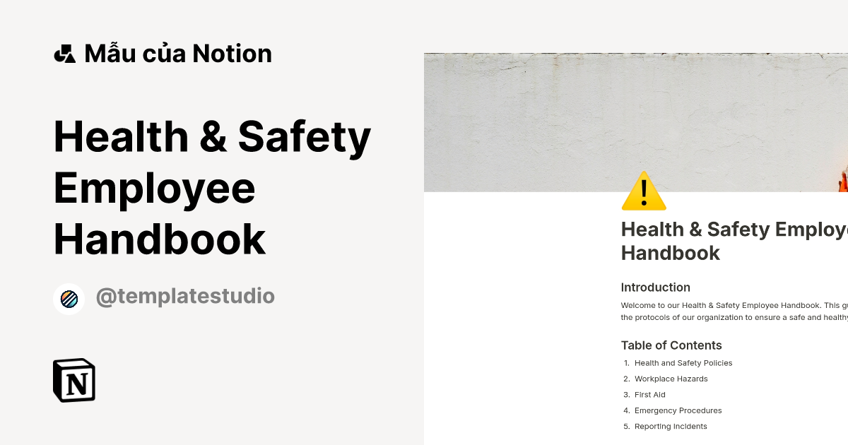 Mẫu Health & Safety Employee Handbook | Thị trường Notion