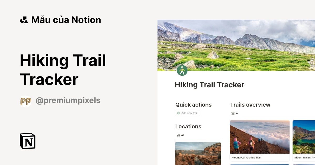 Mẫu Hiking Trail Tracker | Thị trường Notion