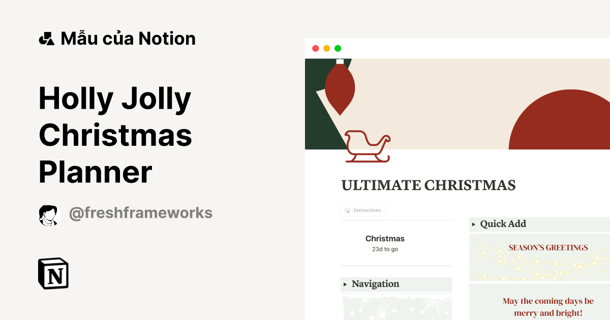 Mẫu Holly Jolly Christmas Planner | Thị trường Notion