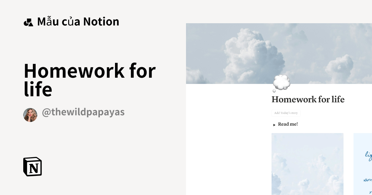Mẫu Homework for life | Thị trường Notion