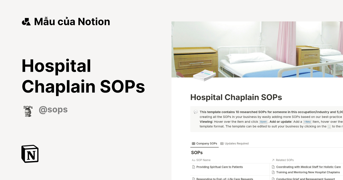 Mẫu Hospital Chaplain SOPs | Thị trường Notion