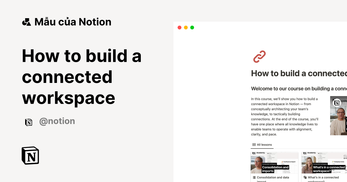 Mẫu How to build a connected workspace 2026 | Thị trường Notion