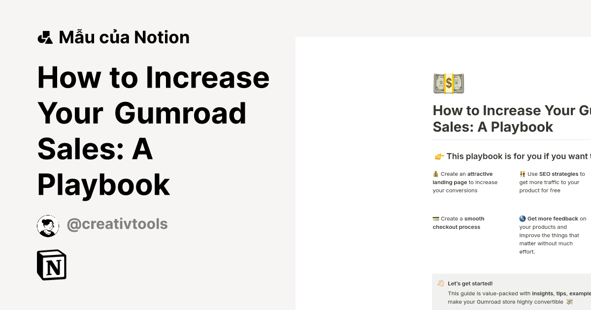 Mẫu How to Increase Your Gumroad Sales: A Playbook | Thị trường Notion