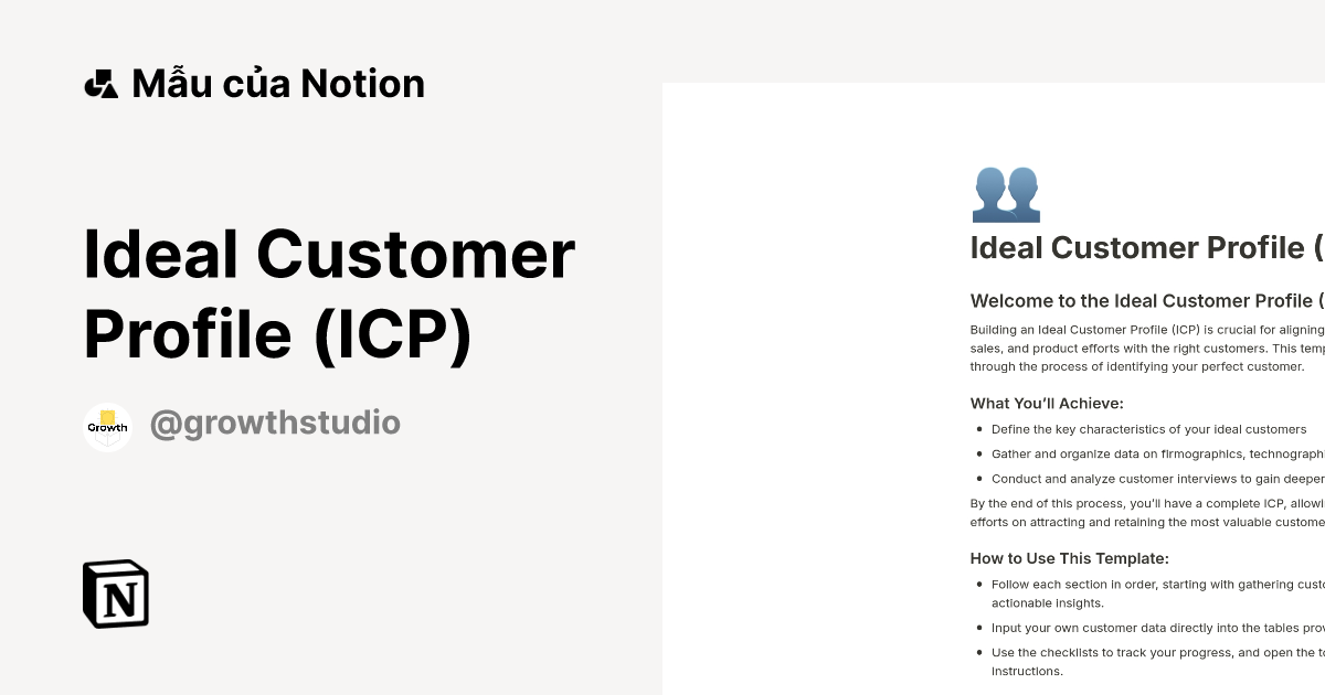 Mẫu Ideal Customer Profile (ICP) | Thị trường Notion
