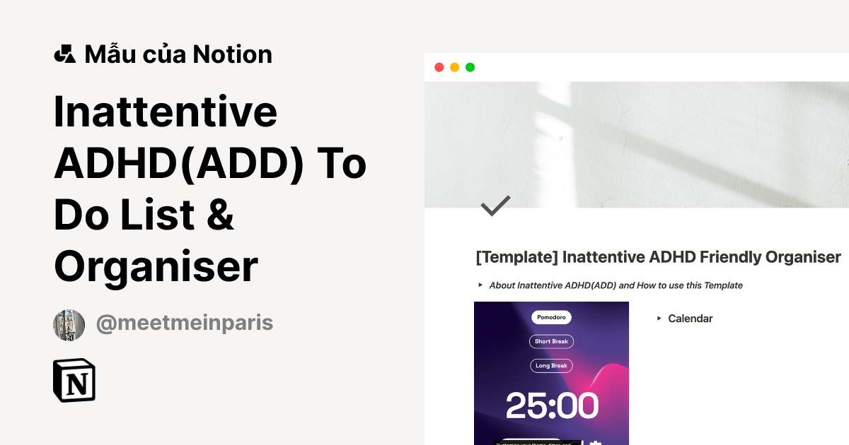 Inattentive ADHD(ADD) To Do List & Organiser Mẫu do Meet me in Paris ...