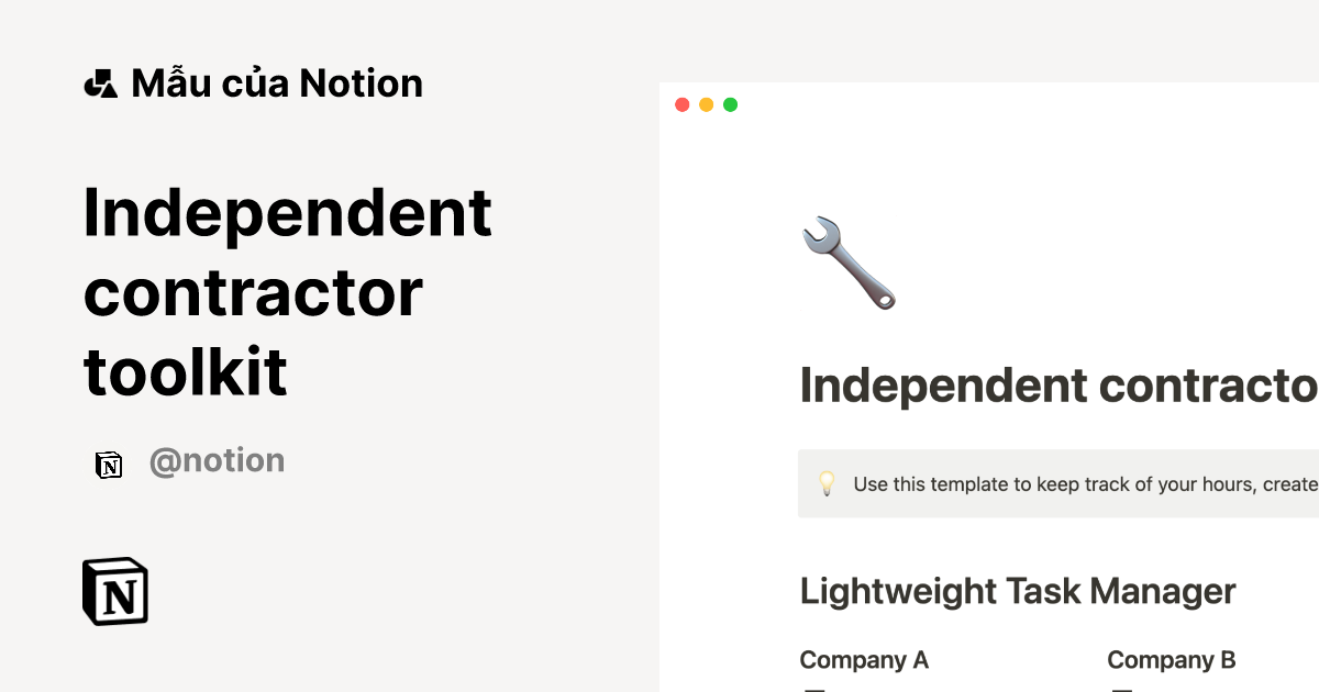 Independent Contractor Toolkit Mẫu Do Notion Tạo Thị Trường Notion