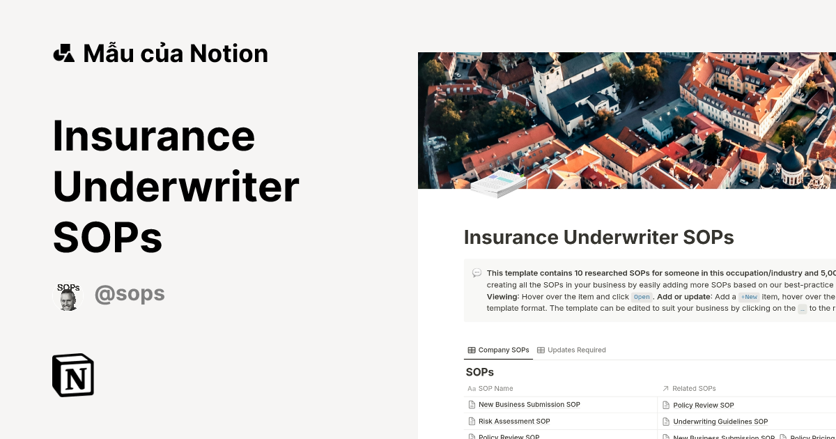 Mẫu Insurance Underwriter SOPs | Thị trường Notion
