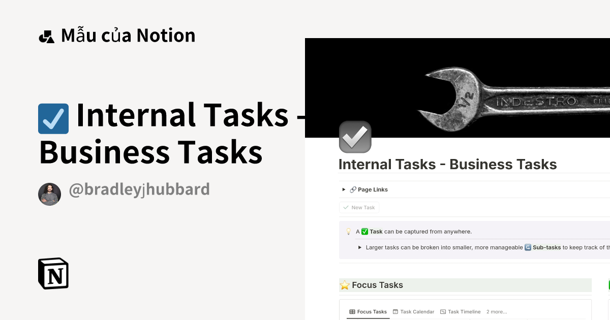 Mẫu ☑ Internal Tasks - Business Tasks | Thị trường Notion
