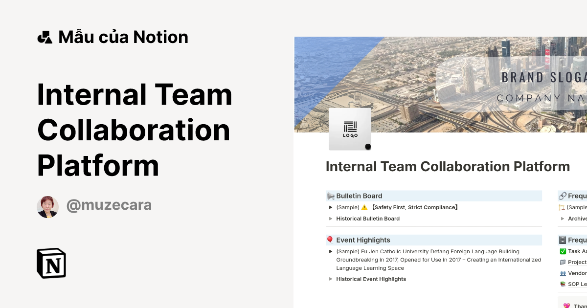 Mẫu Internal Team Collaboration Platform | Thị trường Notion