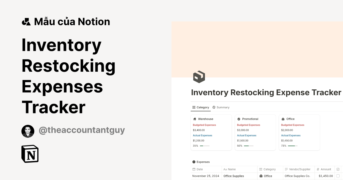 Inventory Restocking Expenses Tracker Mẫu do theaccountantguy ...