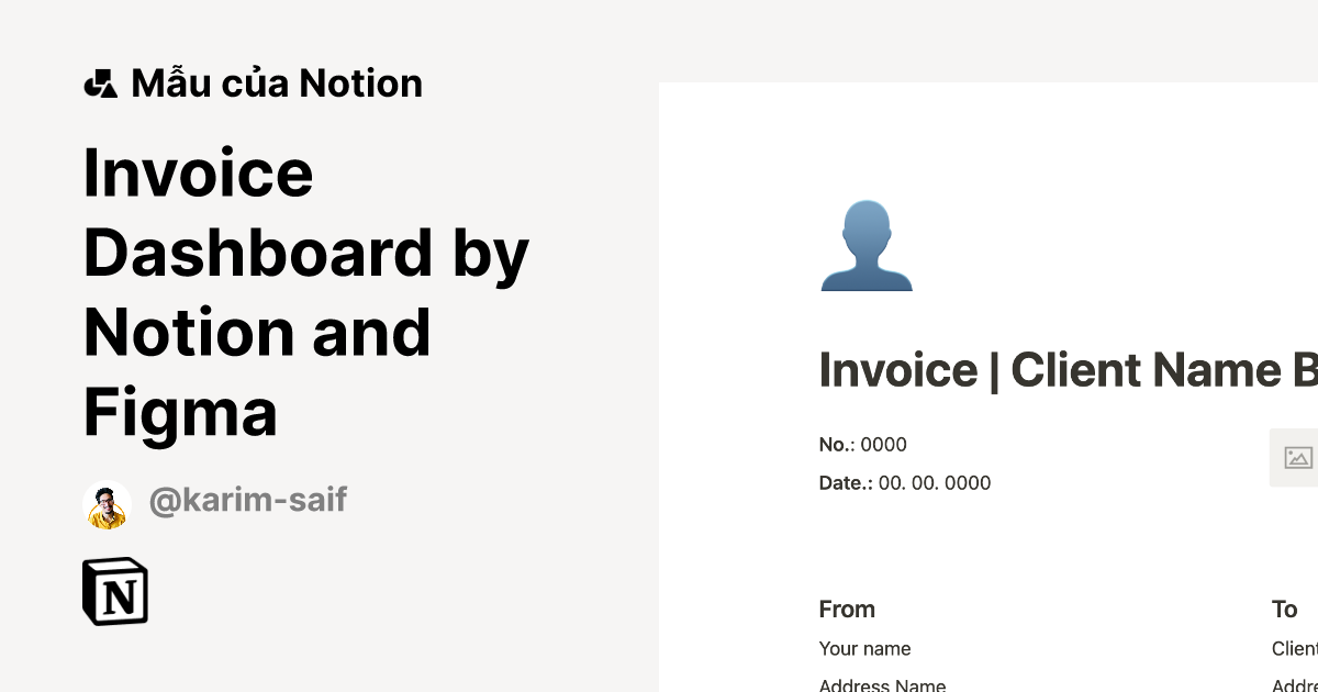 Mẫu Invoice Dashboard by Notion and Figma | Thị trường Notion