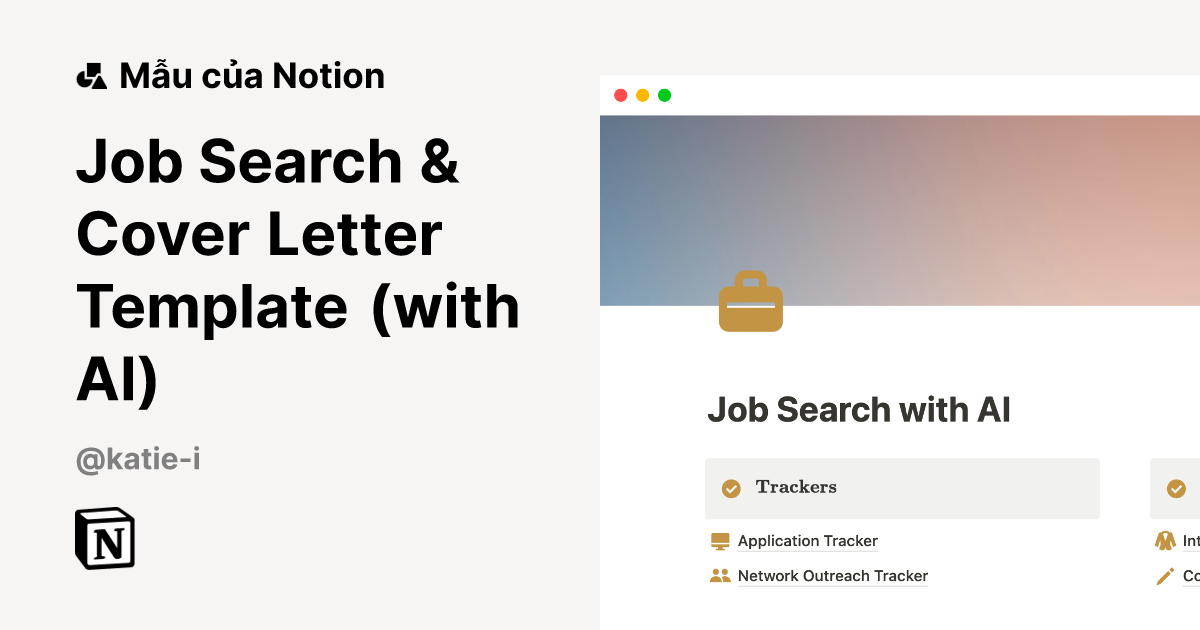 Mẫu Job Search & Cover Letter Template (with AI) | Thị trường Notion