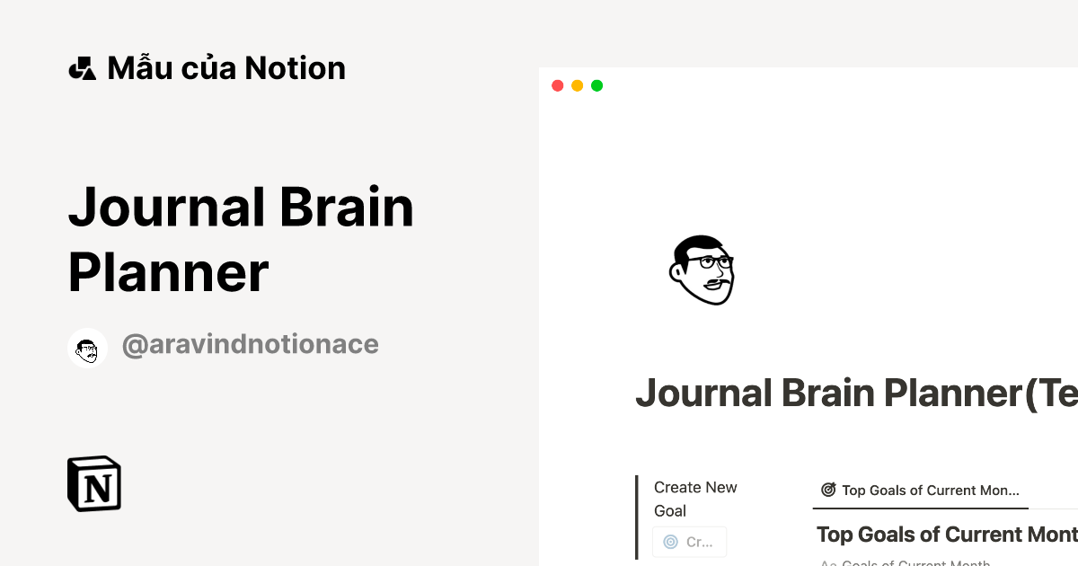 Mẫu Journal Brain Planner | Thị trường Notion
