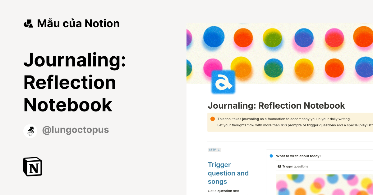 Mẫu Journaling: Reflection Notebook | Thị trường Notion