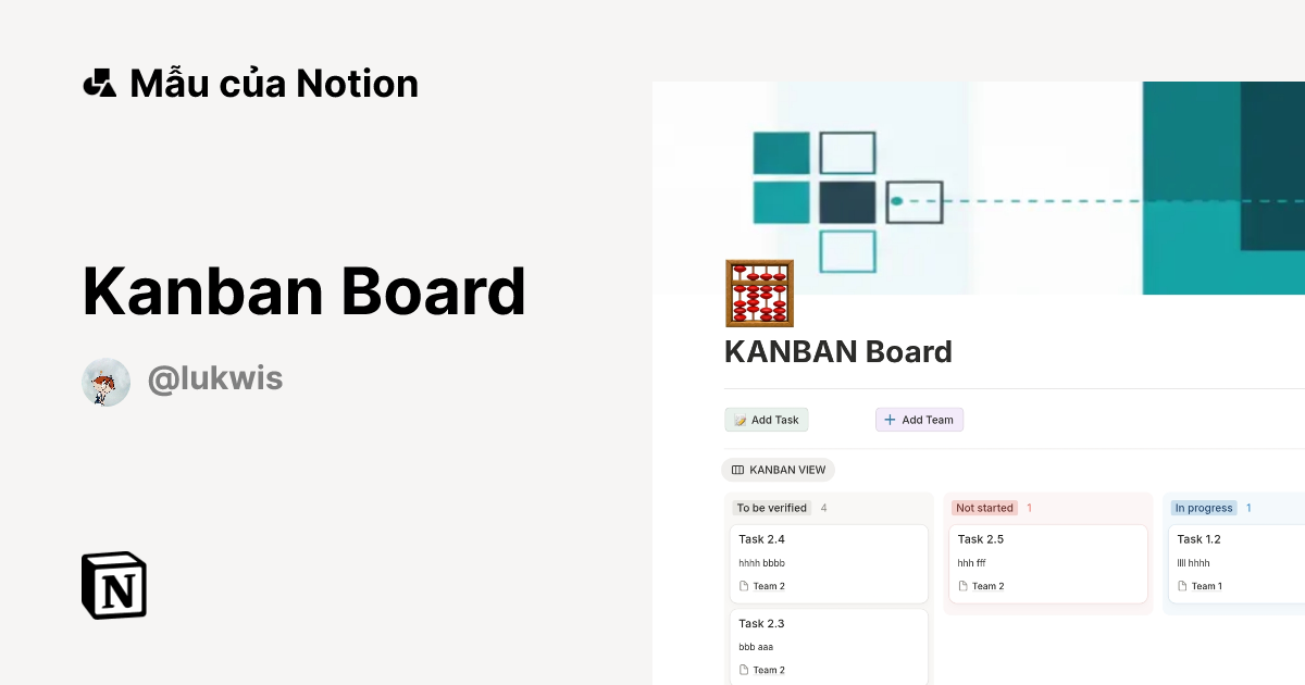 Kanban Board Mẫu do Luk Wis tạo | Thị trường Notion