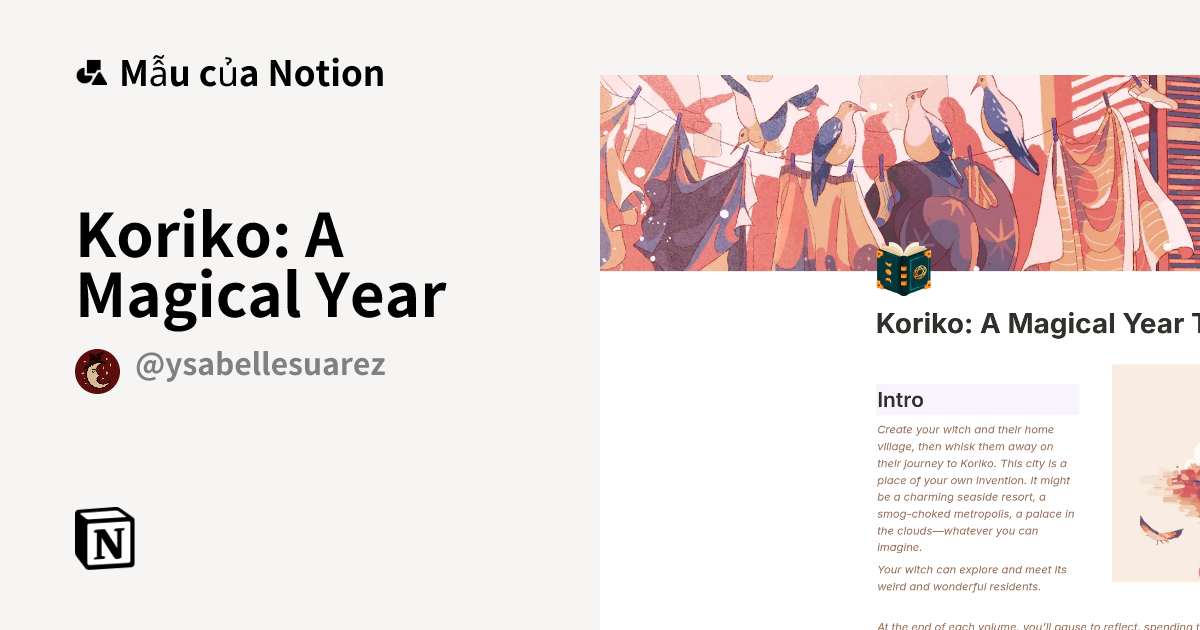 Koriko: A Magical Year Mẫu do Ysabelle Suarez tạo | Thị trường Notion