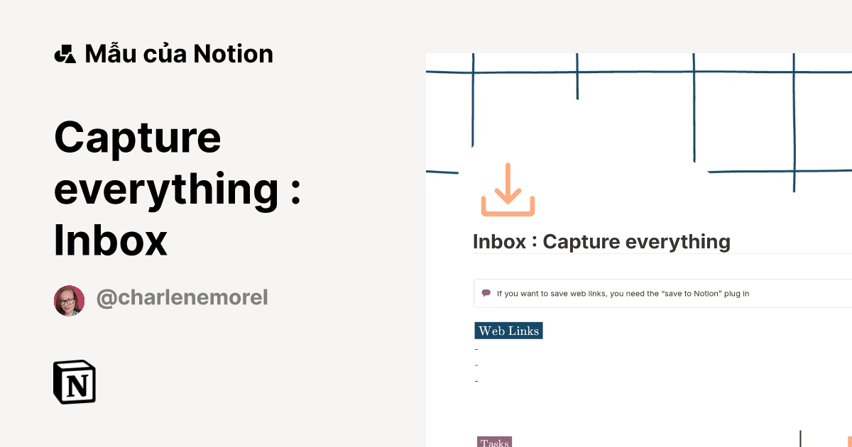 Capture everything : Inbox Mẫu do Charlene Morel tạo | Thị trường Notion
