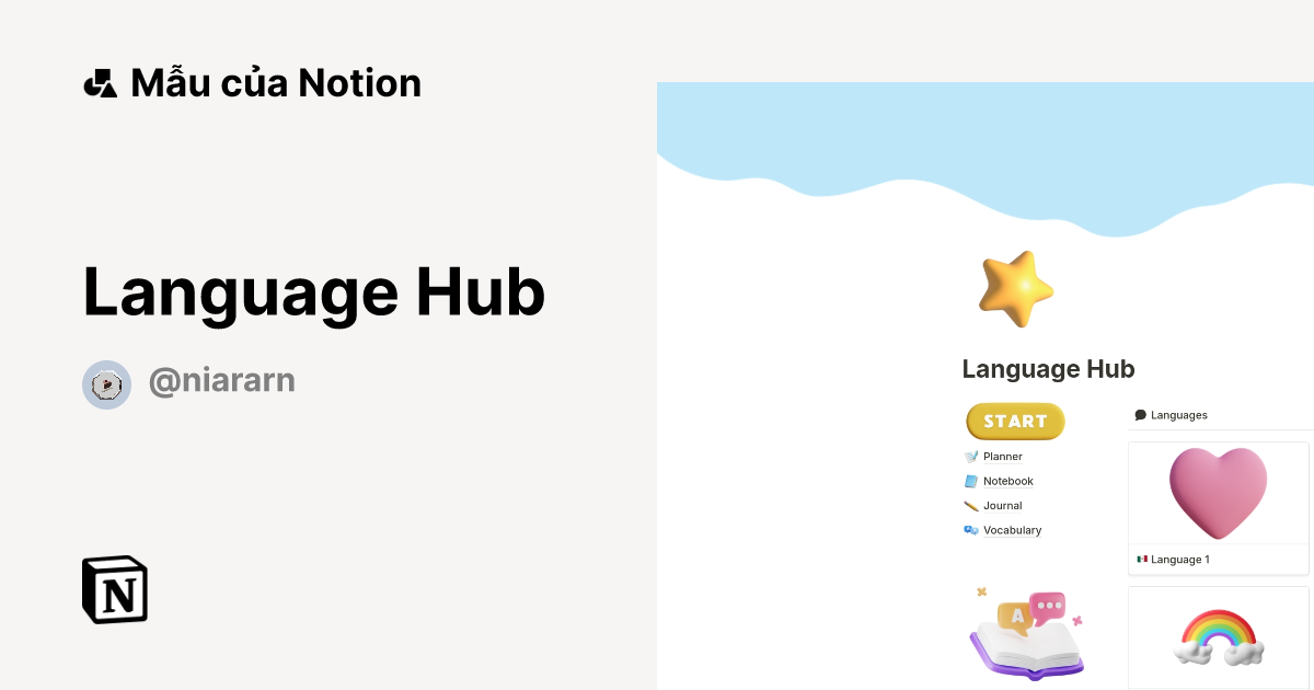Mẫu Language Hub | Thị trường Notion