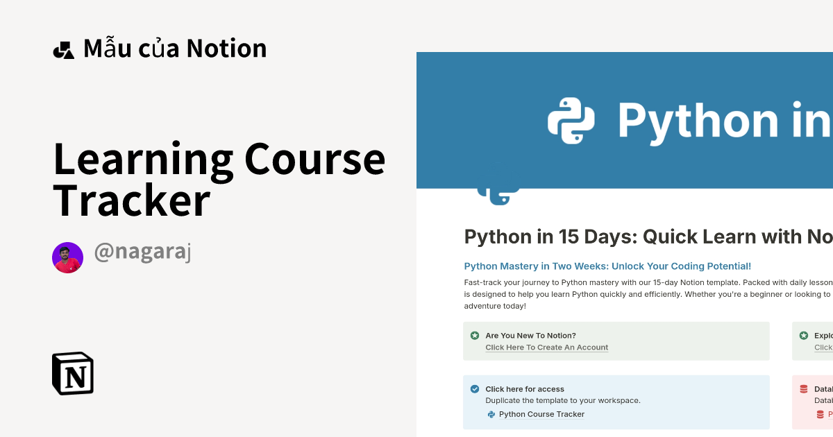 Mẫu Learning Course Tracker | Thị trường Notion