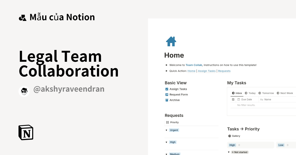 Mẫu Legal Team Collaboration | Thị trường Notion