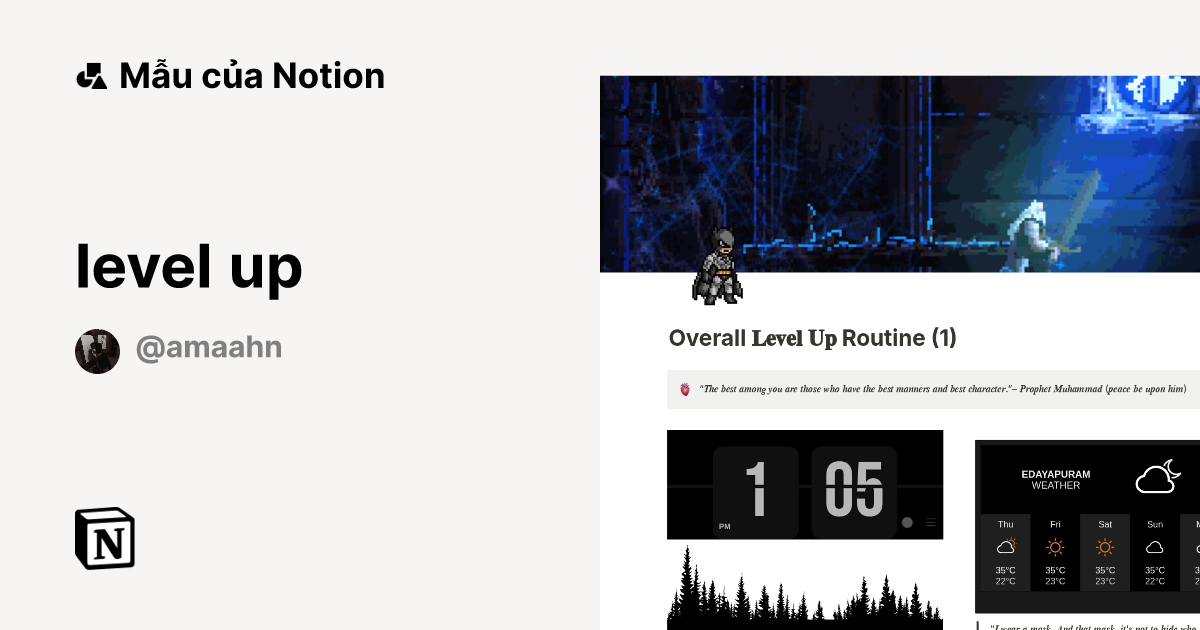 level up Mẫu do Amaahn tạo | Thị trường Notion