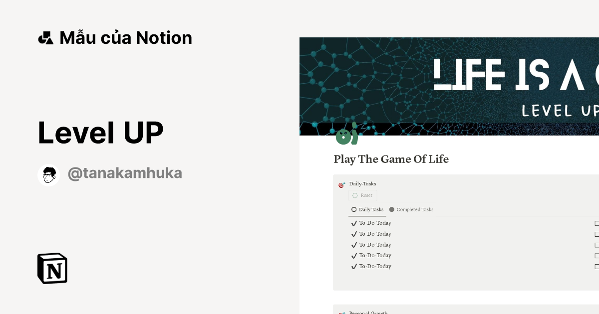 Mẫu Level UP | Thị trường Notion