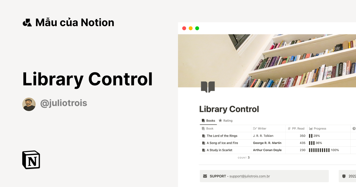 Mẫu Library Control | Thị trường Notion