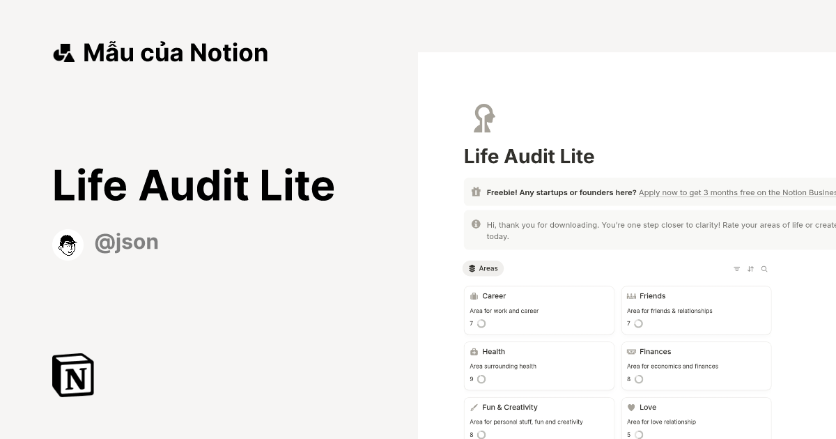 Mẫu Life Audit Lite | Thị trường Notion