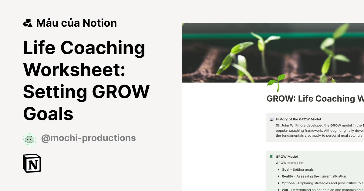 Life Coaching Worksheet: Setting GROW Goals Mẫu do Mochi Productions ...
