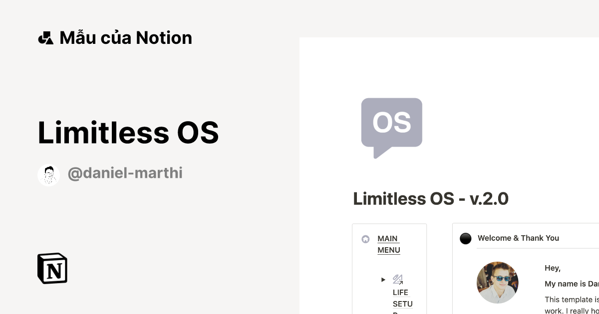 Mẫu Limitless OS | Thị trường Notion