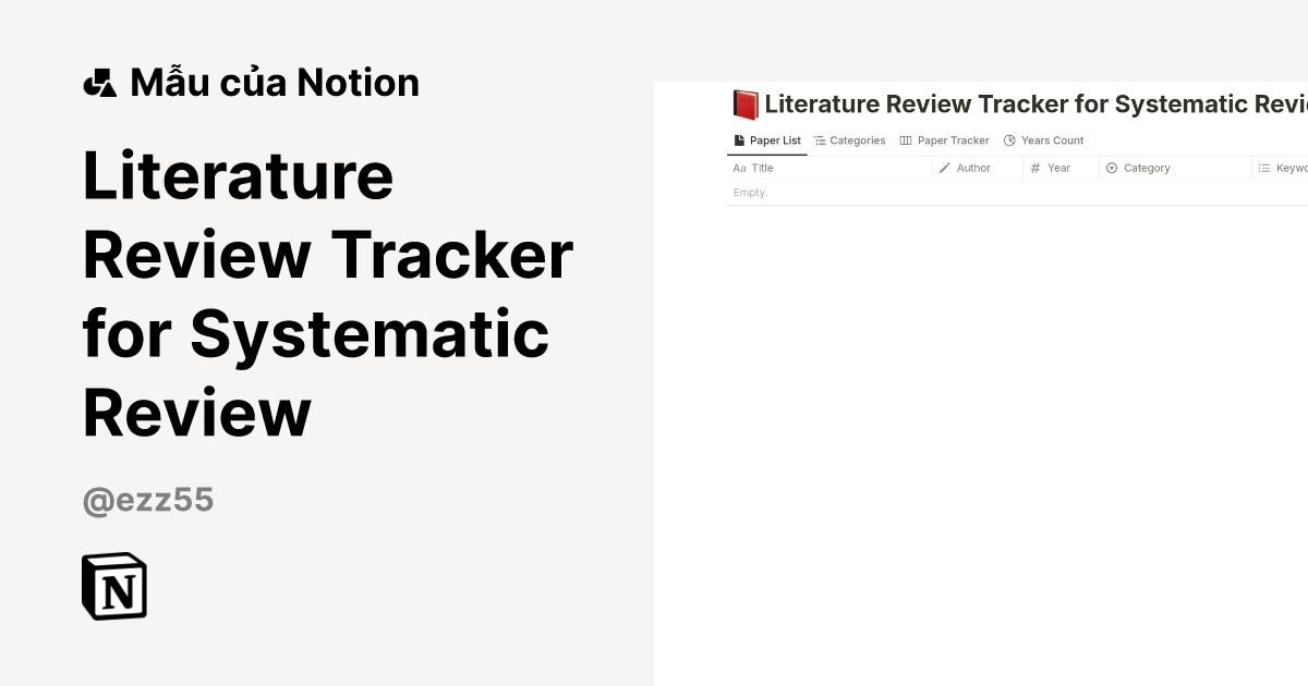 Literature Review Tracker for Systematic Review Mẫu do Ezzaldin tạo ...
