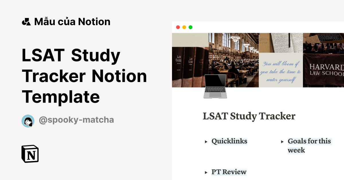 LSAT Study Tracker Notion Template Mẫu do Spooky Matcha tạo | Thị ...