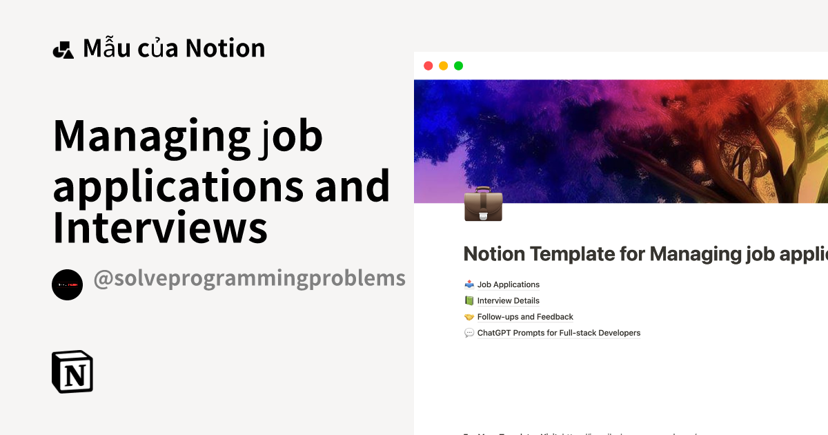 Mẫu Managing job applications and Interviews | Thị trường Notion