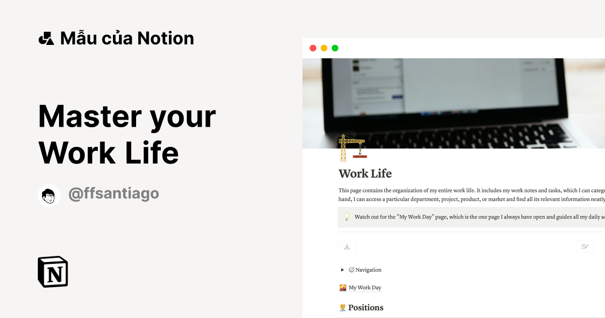 Mẫu Master your Work Life | Thị trường Notion