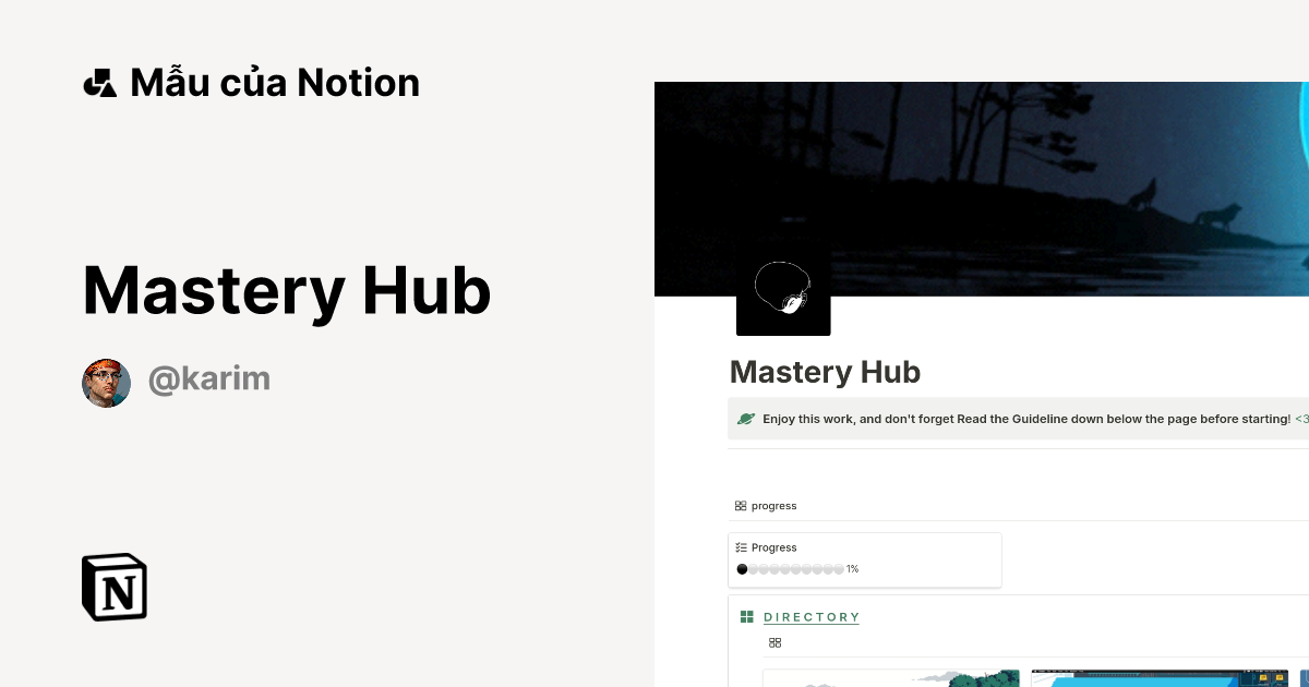 Mẫu Mastery Hub | Thị trường Notion