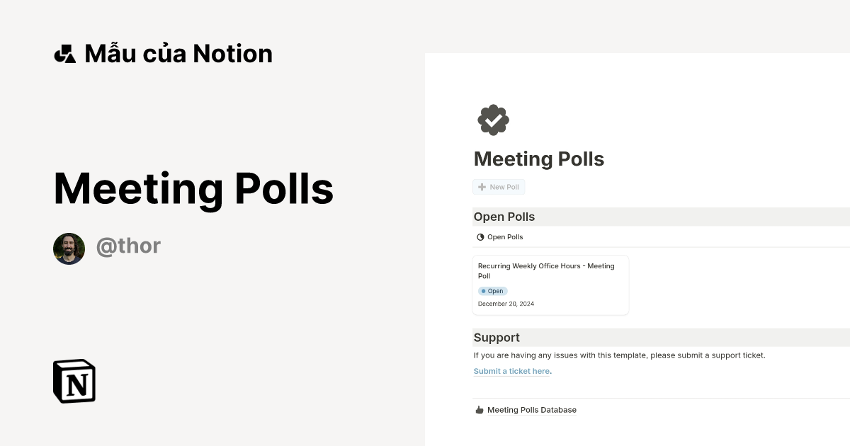 Mẫu Meeting Polls | Thị trường Notion