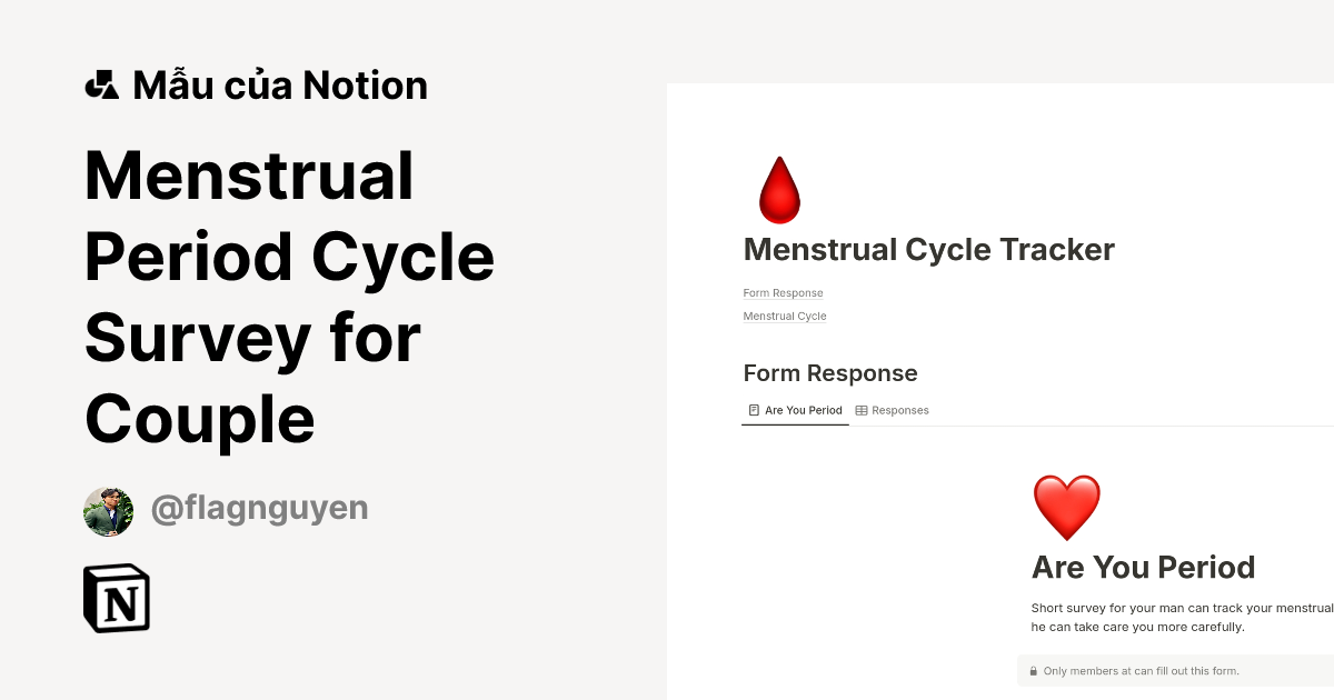 Mẫu Menstrual Period Cycle Survey for Couple | Thị trường Notion