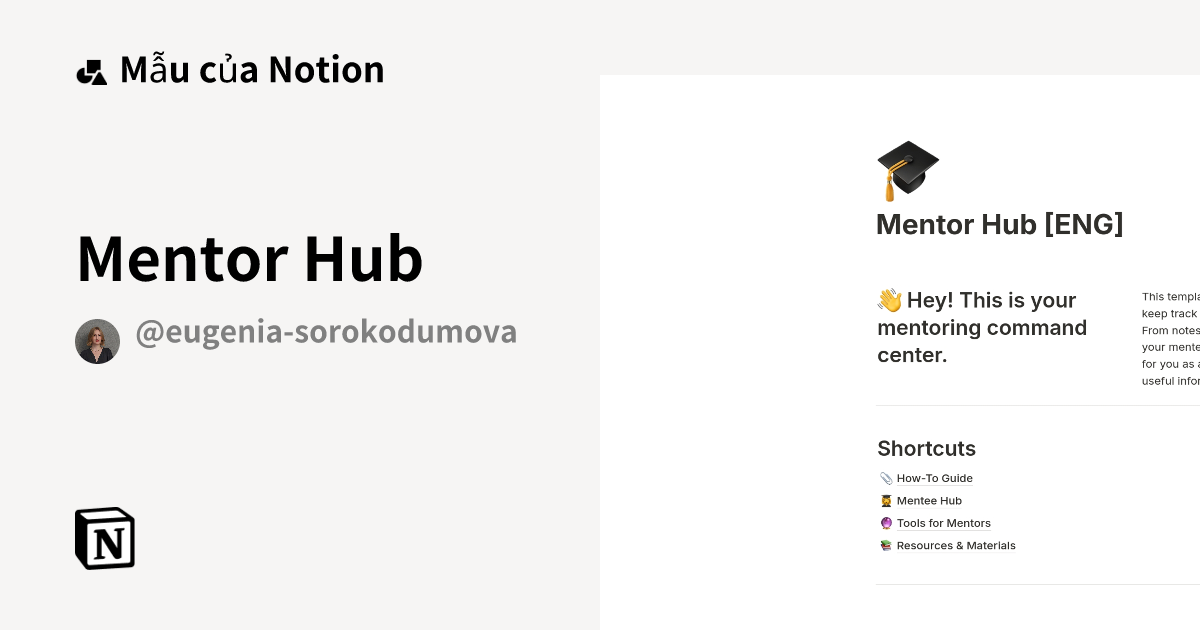 Mẫu Mentor Hub | Thị trường Notion